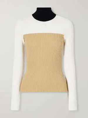 COURREGES Logo-embroidered Ribbed Jersey Sweater - Multi