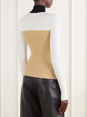 COURREGES Logo-embroidered Ribbed Jersey Sweater