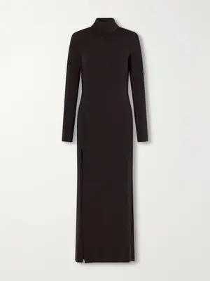 COURREGES Stretch-jersey Turtleneck Maxi Dress - Brown