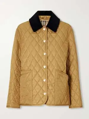 Burberry Corduroy-trimmed Quilted Shell Jacket - Camel