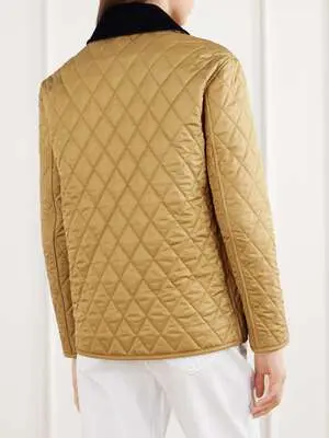 Burberry Corduroy-trimmed Quilted Shell Jacket
