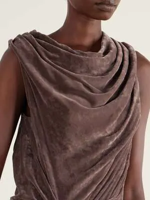 Rick Owens Strutter Draped Velvet Floor-length Gown