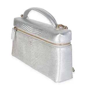 Chanel Lizard Embossed Calfskin Top Handle Slim Vanity With Chain