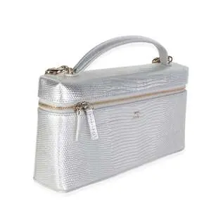 Chanel Lizard Embossed Calfskin Top Handle Slim Vanity With Chain