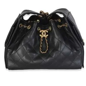 CHANEL Black Quilted Caviar Small Chanel 25 Hobo