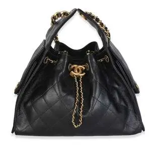 CHANEL Black Quilted Caviar Small Chanel 25 Hobo