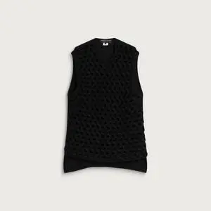 Comme Des Garçons Open Weave Crochet Vest - Black