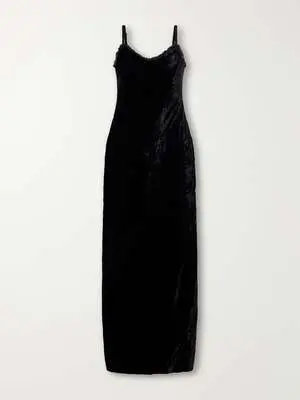 Alix Of Bohemia Athens Tulle-trimmed Velvet Maxi Dress - Black