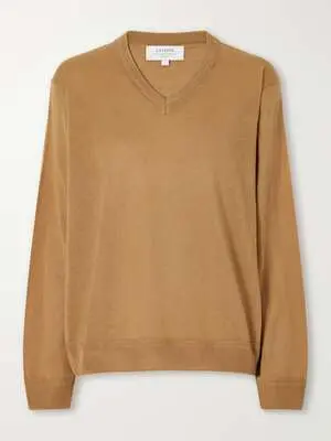 LA LIGNE Ben Silk, Wool And Cashmere-blend Sweater - Camel