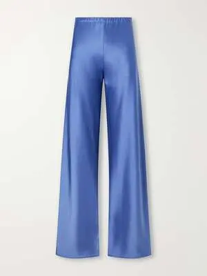 LA LIGNE Colby Satin Wide-leg Pants - Blue