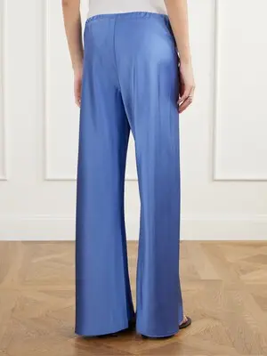 LA LIGNE Colby Satin Wide-leg Pants - Blue