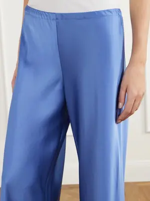 LA LIGNE Colby Satin Wide-leg Pants - Blue