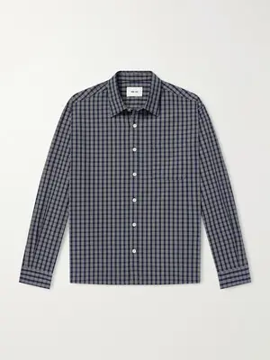 Nn07 Deon 50035 Checked Woven Organic Cotton Shirt - Blue