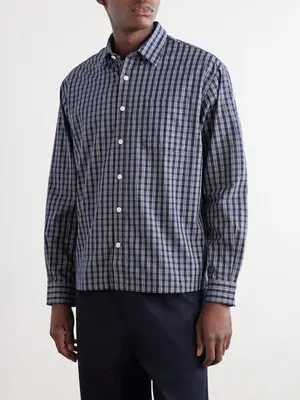 Nn07 Deon 50035 Checked Woven Organic Cotton Shirt - Blue