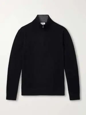 Hartford Wool And Cashmere-blend Half-zip Sweater - Black