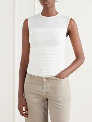 AGOLDE Theodore Ruched Jersey Tank - Neutrals