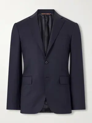 Canali Wool-blend Twill Suit Jacket - Blue