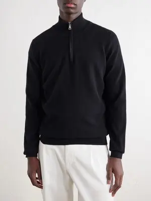 GHIAIA Cashmere Half-zip Sweater - Black