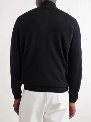 GHIAIA Cashmere Half-zip Sweater - Black
