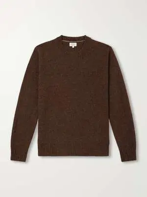 Hartford Shetland Wool Crewneck Sweater - Brown