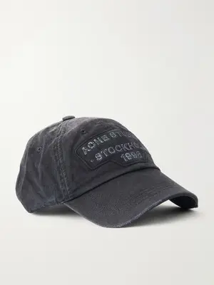 Acne Studios Logo-printed Distressed Cotton-twill Baseball Cap - Black