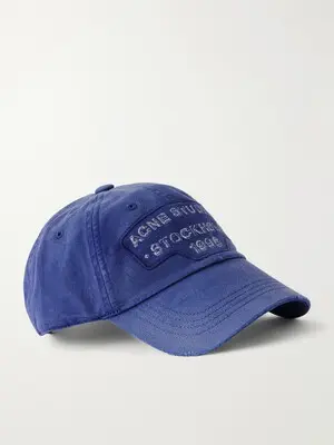 Acne Studios Logo-printed Distressed Cotton-twill Baseball Cap - Blue