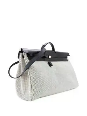 Hermès Herbag Cabine Criss Viking Toile And Leather Satchel - Black