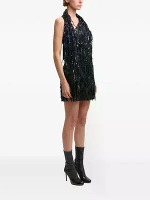 16Arlington Roia Fringe-sequin Mini Dress - Black