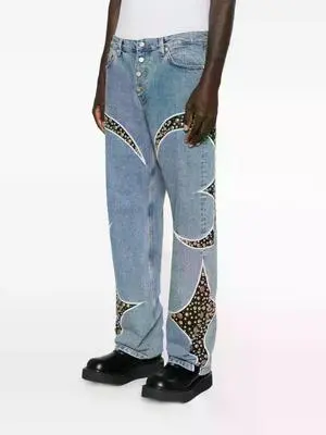 THUG CLUB Studded Straight-leg Jeans