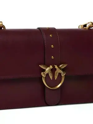 Pinko Medium Love One Leather Handbag With New Buckle - Red