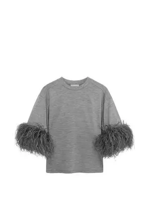 16Arlington Teodora Feather-trim T-shirt - Grey