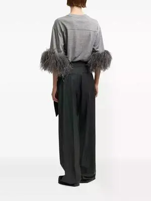 16Arlington Teodora Feather-trim T-shirt