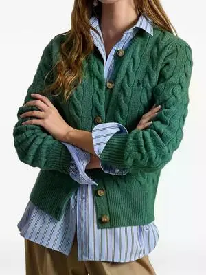 Polo Ralph Lauren Cable-knit Embroidered-logo Cardigan