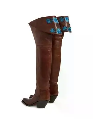 Chloé Azelan Floral-embroidered Over-the-knee Boots