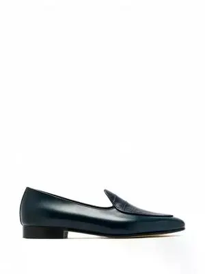 EDHEN MILANO Kensington Crocodile-effect Leather Loafers - Blue