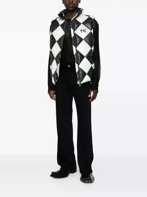 THUG CLUB Check-print Puffer Gilet - Black