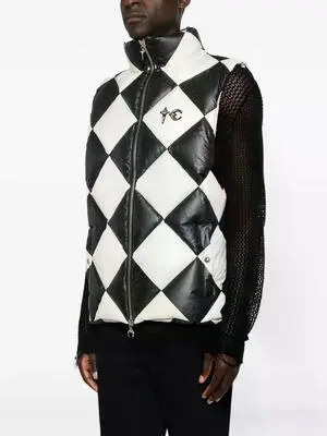 THUG CLUB Check-print Puffer Gilet