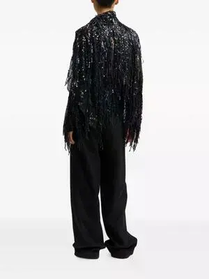 16Arlington Auro Fringe-sequin Top - Black