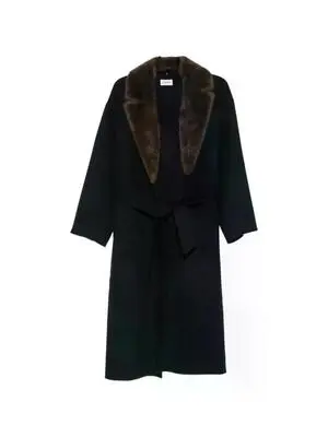 P.a.r.o.s.h Leak Fur-collar Belted Coat - Blue