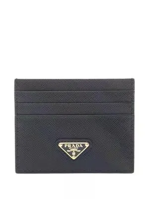 Prada 2020s Saffiano Triangle Card Case - Black