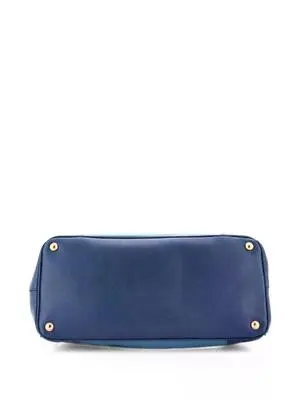Prada Bicolor Double Zip Lux Saffiano Leather Medium Tote Bag