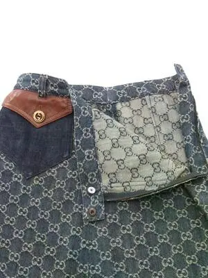 Gucci 2010s Gg Jacquard Denim Mini Skirt