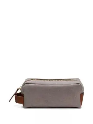 LA PORTEGNA Dopp Kit Leather-trim Wash Bag - Grey