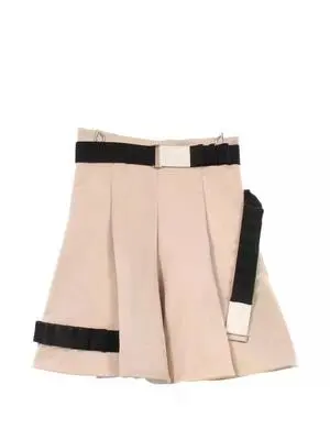 LOUIS VUITTON 2010s Mini Belted Flared Skirt - Neutrals