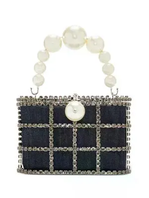 Rosantica Holli Crystal-caged Denim Mini Bag - Blue