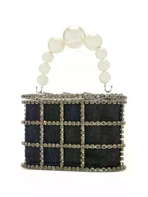 Rosantica Holli Crystal-caged Denim Mini Bag - Blue