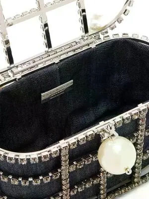Rosantica Holli Crystal-caged Denim Mini Bag - Blue