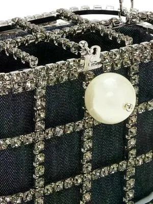 Rosantica Holli Crystal-caged Denim Mini Bag - Blue
