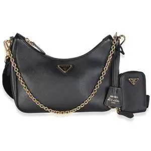 Prada Saffiano Re-edition 2005 Shoulder Bag - Black