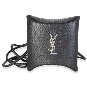 Saint Laurent Leather Sunrise Airpods Case - Black